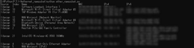 Windowsでscapyを使ってethernet Rawパケットを送信する方法【python】 